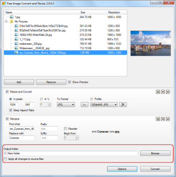 Free Image Convert and Resize: convert, resize, rename images